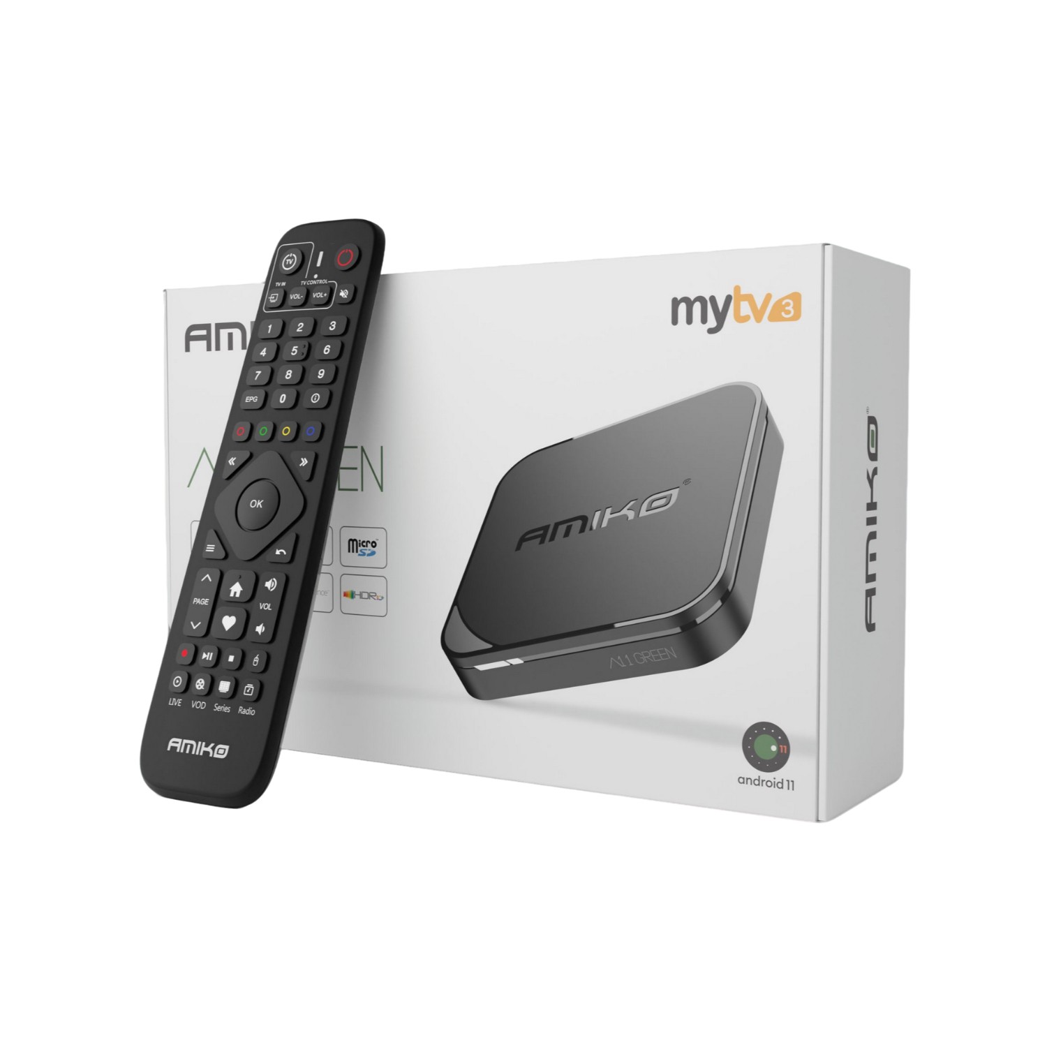 Acheter Tv Box Amiko A11 Green Android OTT 4k MyTV 3