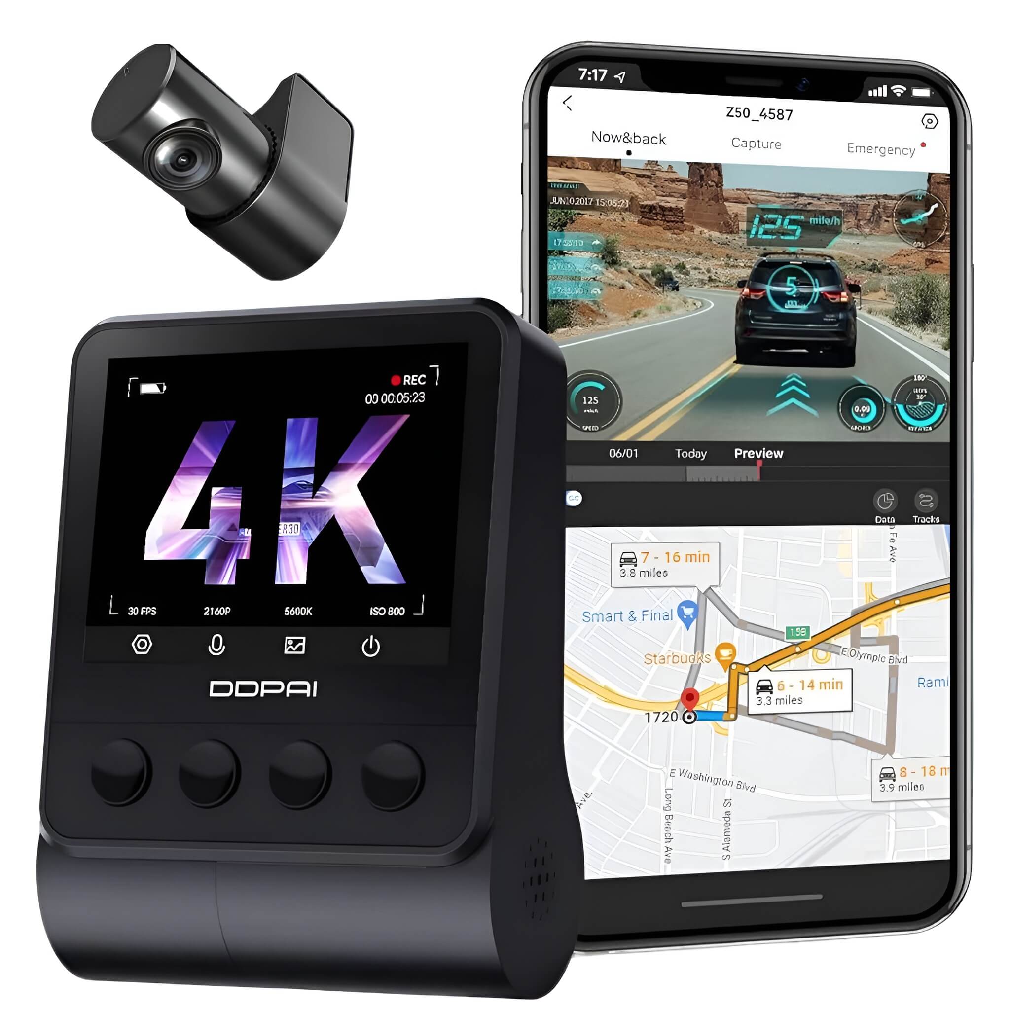 Buy 4K Car Dashcam with Dual Camera and GPS