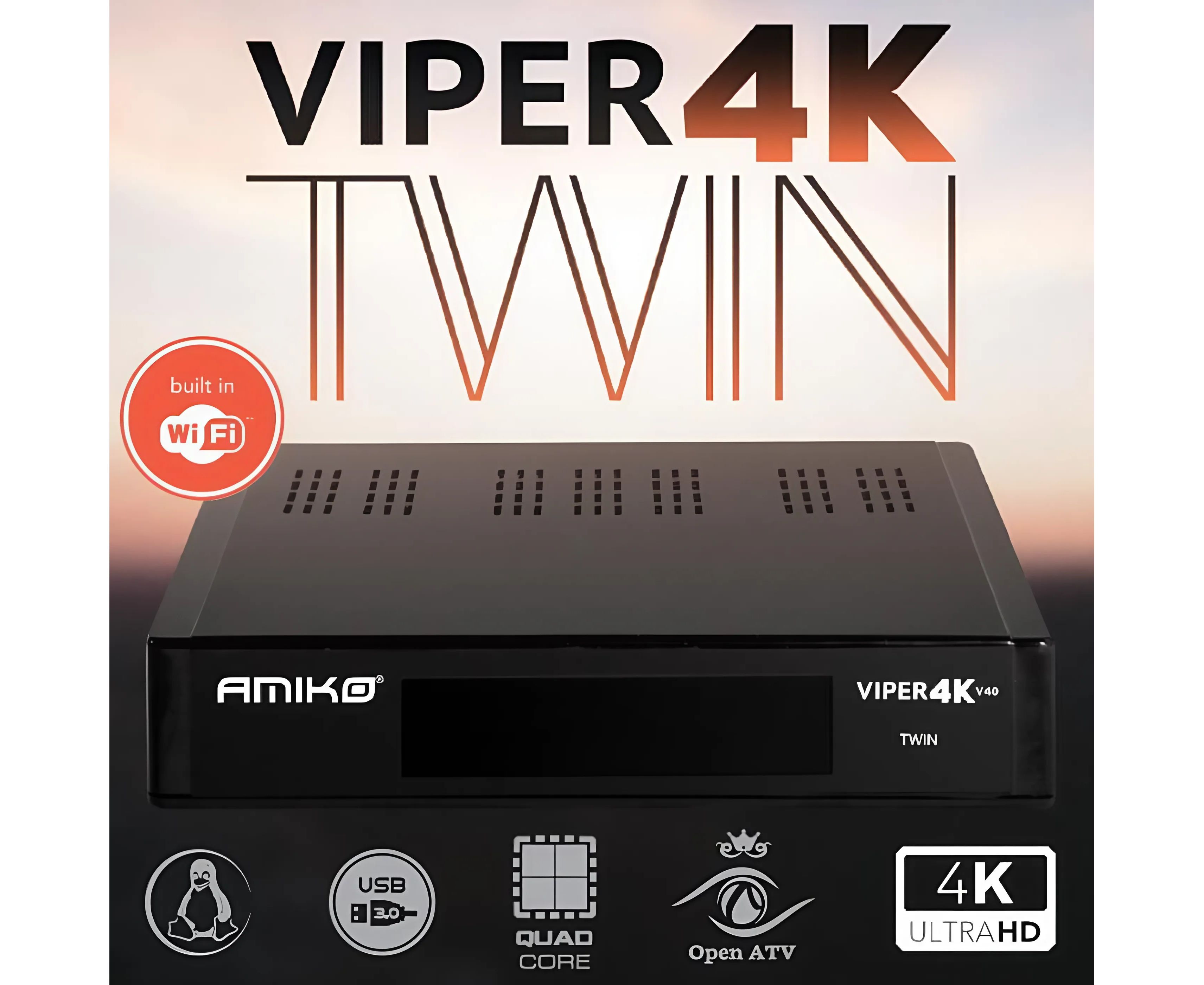 Amiko Viper 4K V40 WiFi Enigma2 Twin Tuner
