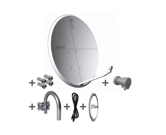 Buy 80cm Satellite Dish Kit + LNB + Cable and Connectors F