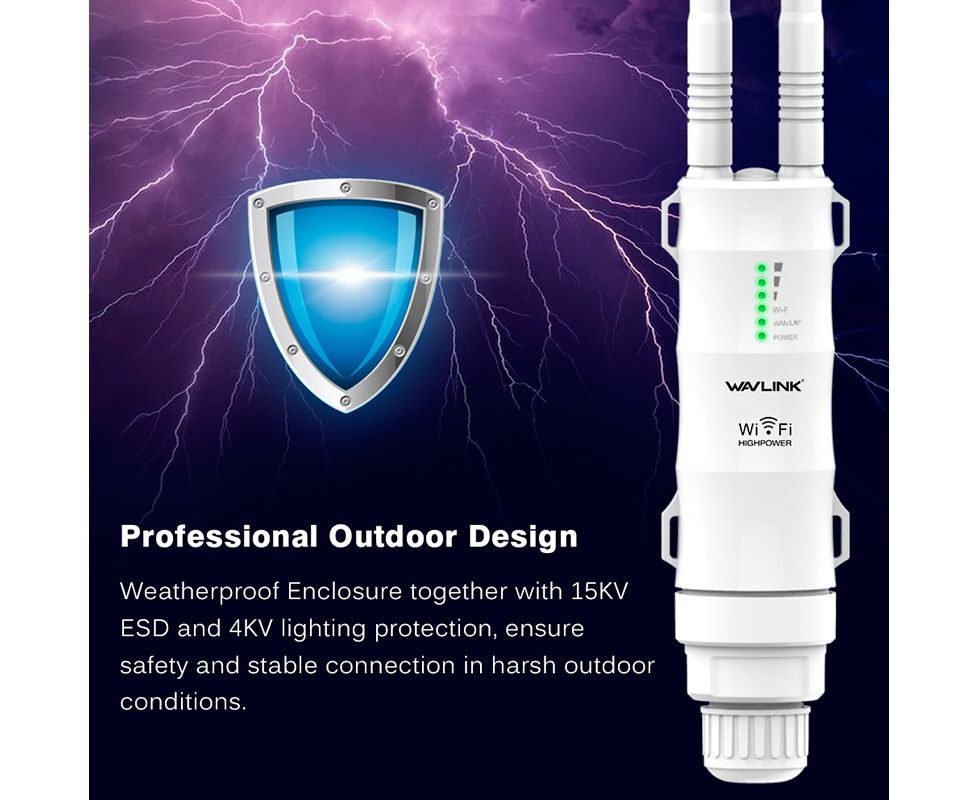 Repetidor/Router WiFi Exterior WAVLINK 300Mbps - PoE Con Antenas De ...