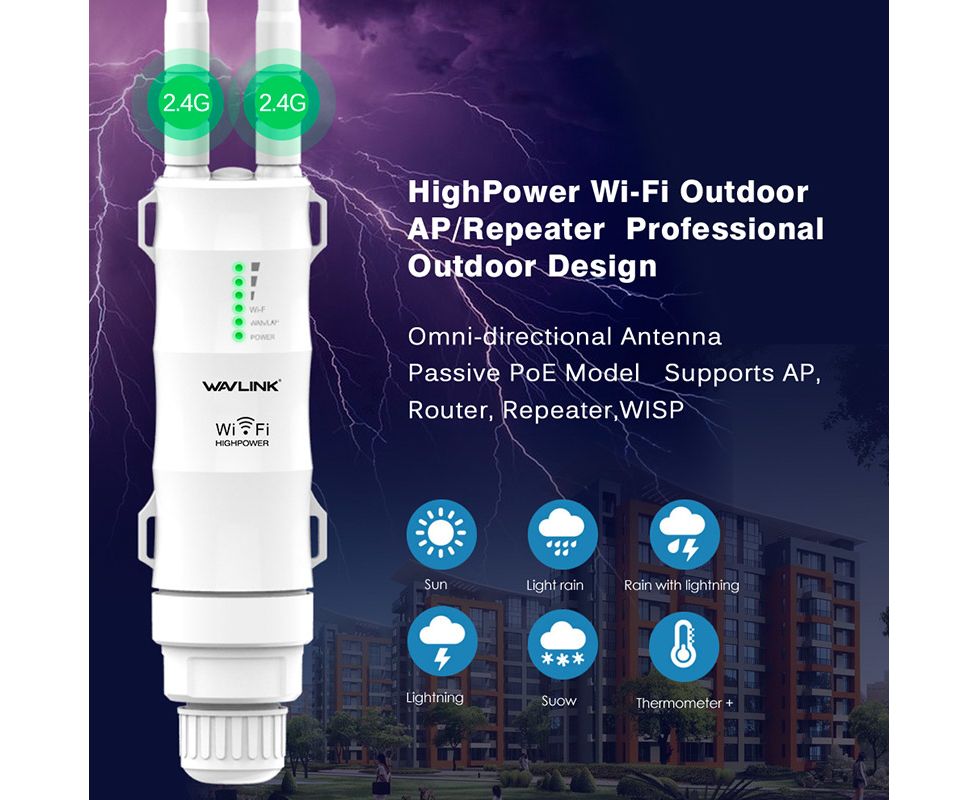 Repetidor/Router WiFi Exterior WAVLINK 300Mbps - PoE Con Antenas De ...
